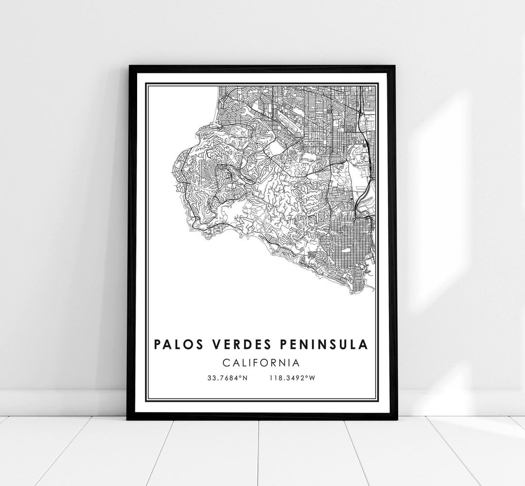 Palos Verdes Peninsula Map Print Poster Canvas | California Map Print ...