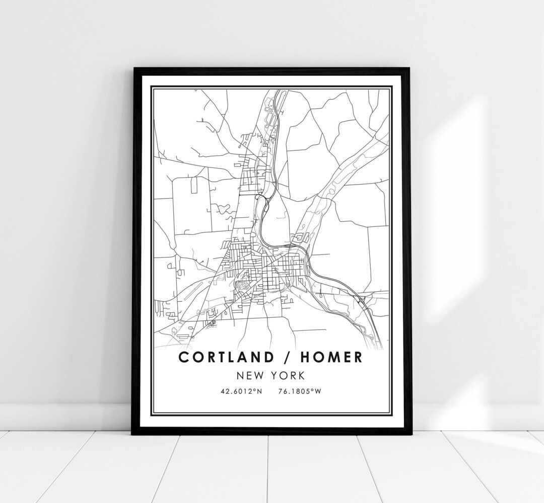 Cortland-homer Map Print Poster Canvas | New York Map Print Poster ...