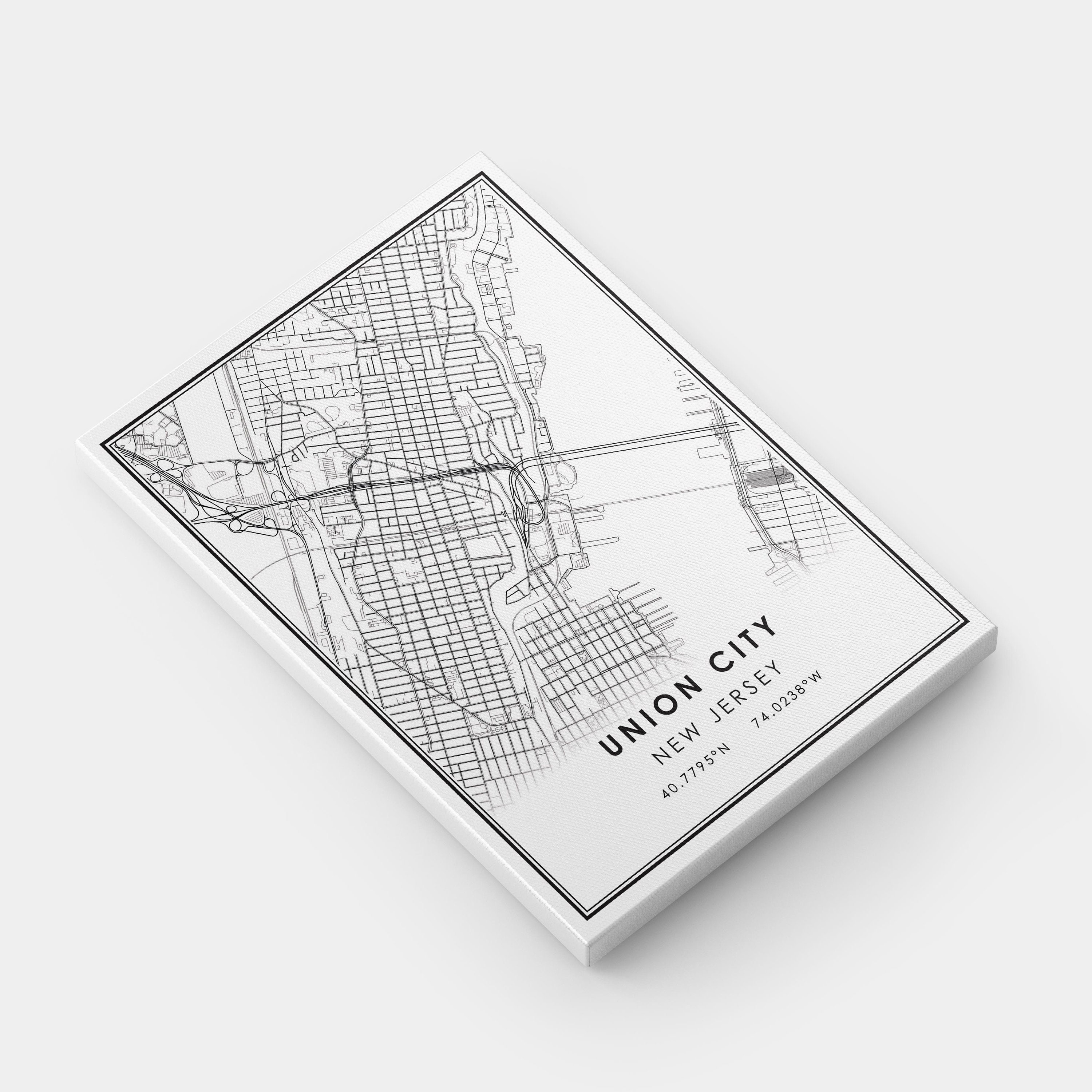 Mapa de Union City imprimir póster lienzo / Mapa de Nueva - Etsy México