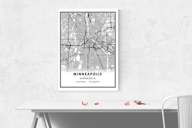 Minneapolis Map Print Poster Canvas Minnesota Map Print | Etsy