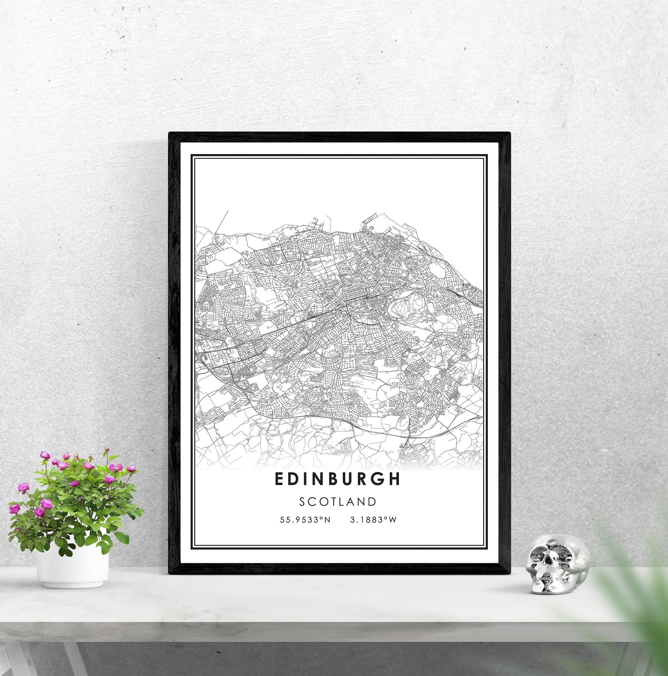 Edinburgh map print poster canvas Edinburgh Scotland city | Etsy