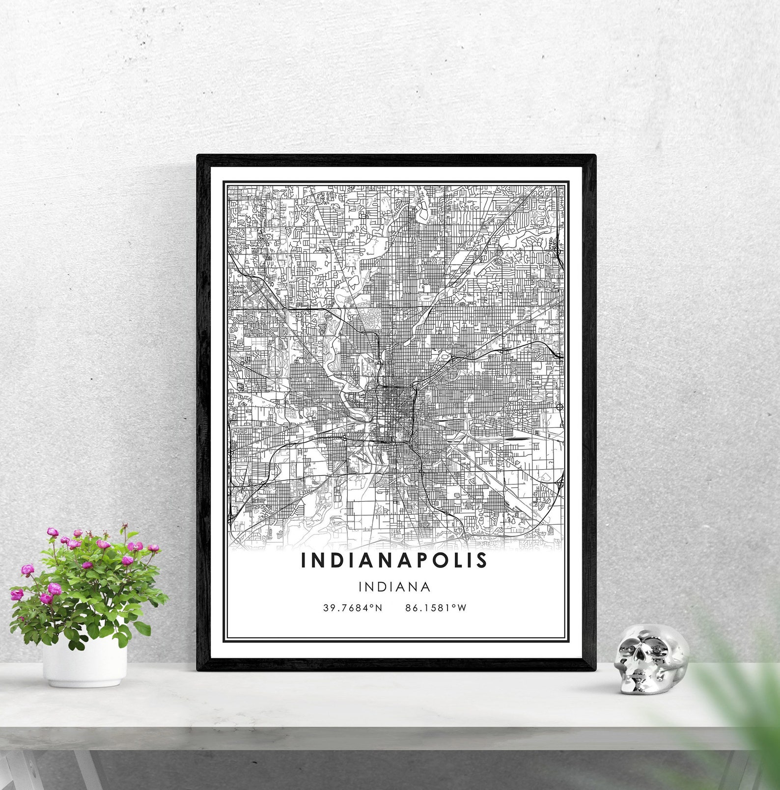 Indianapolis map print poster canvas Indianapolis city map | Etsy