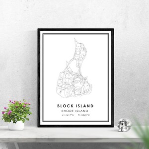 Block Island Map Print Poster Canvas Rhode Island Map Print | Etsy