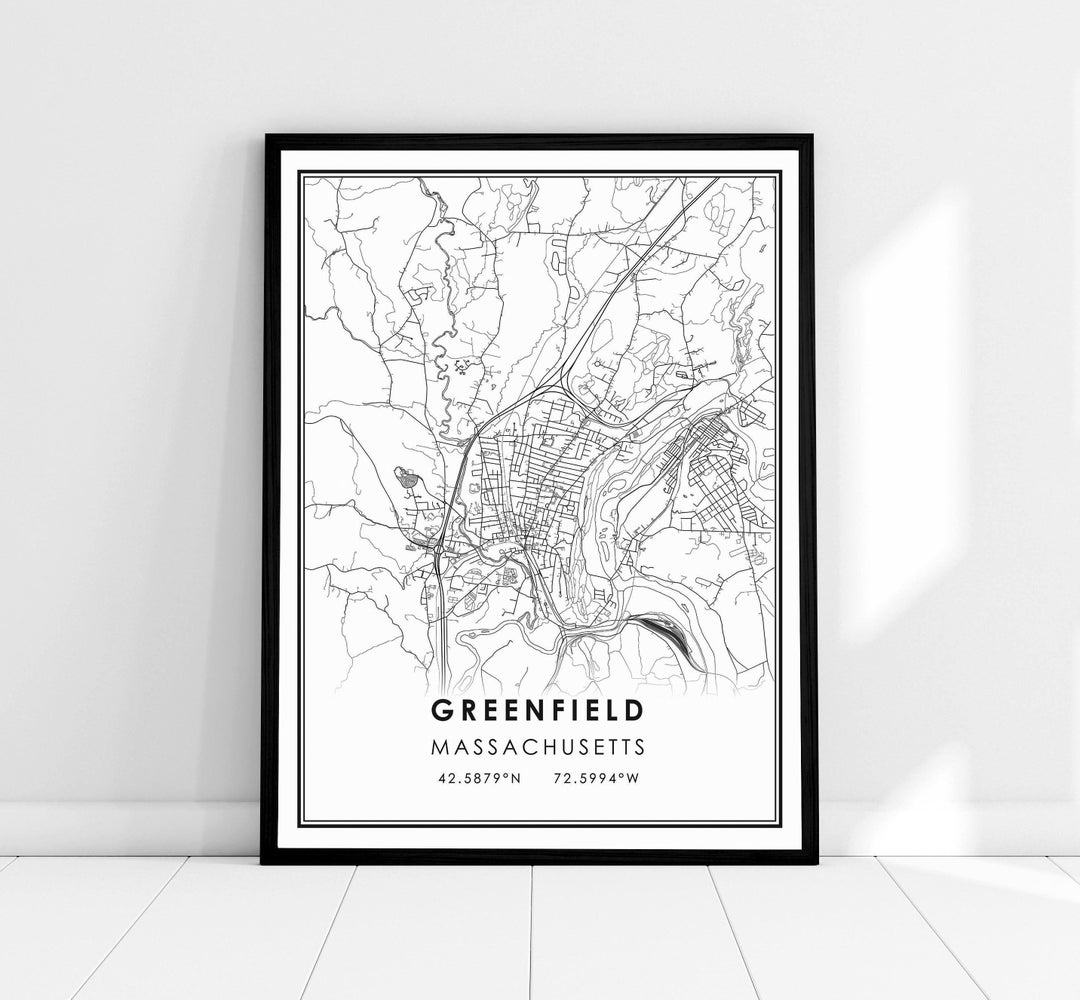 Greenfield Massachusetts Map Print Poster Canvas Greenfield City Map ...