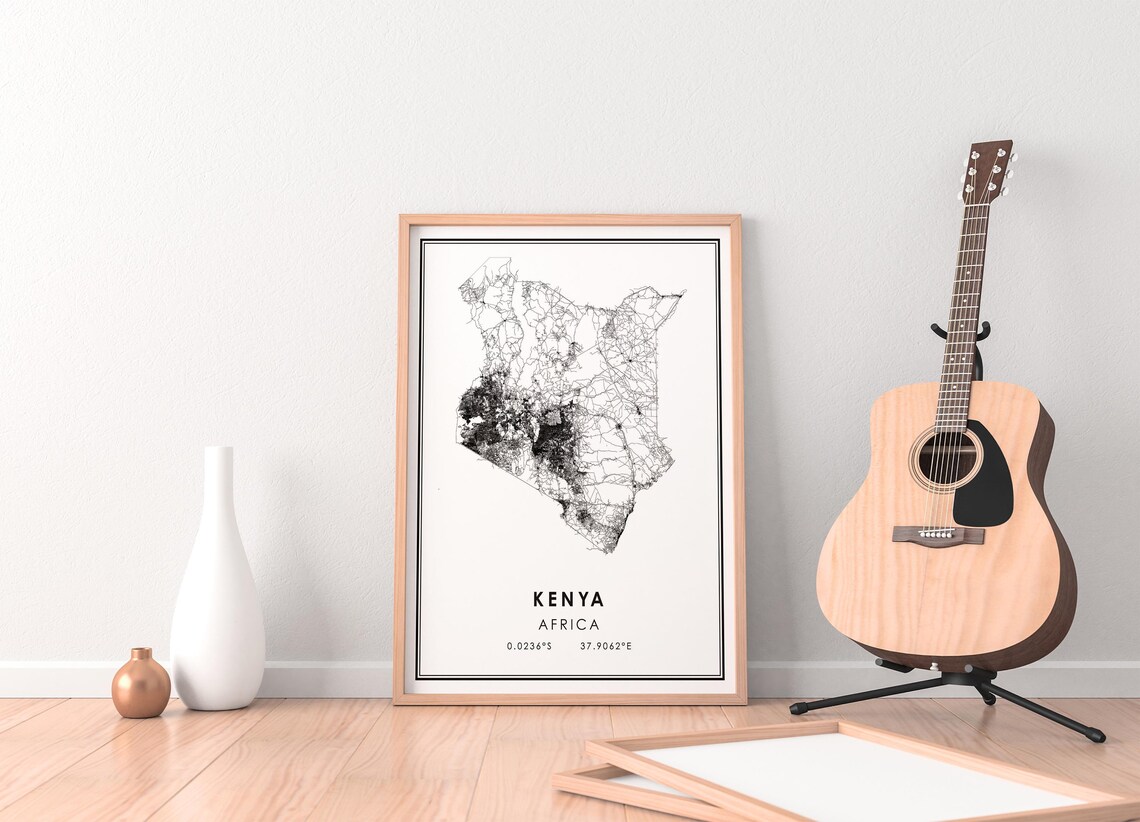 Kenya Map Print Poster Canvas | Africa Map Print Poster Canvas | Kenya ...