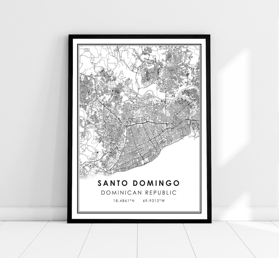Santo Domingo Map Print Poster Canvas | Dominican Republic Map Print ...