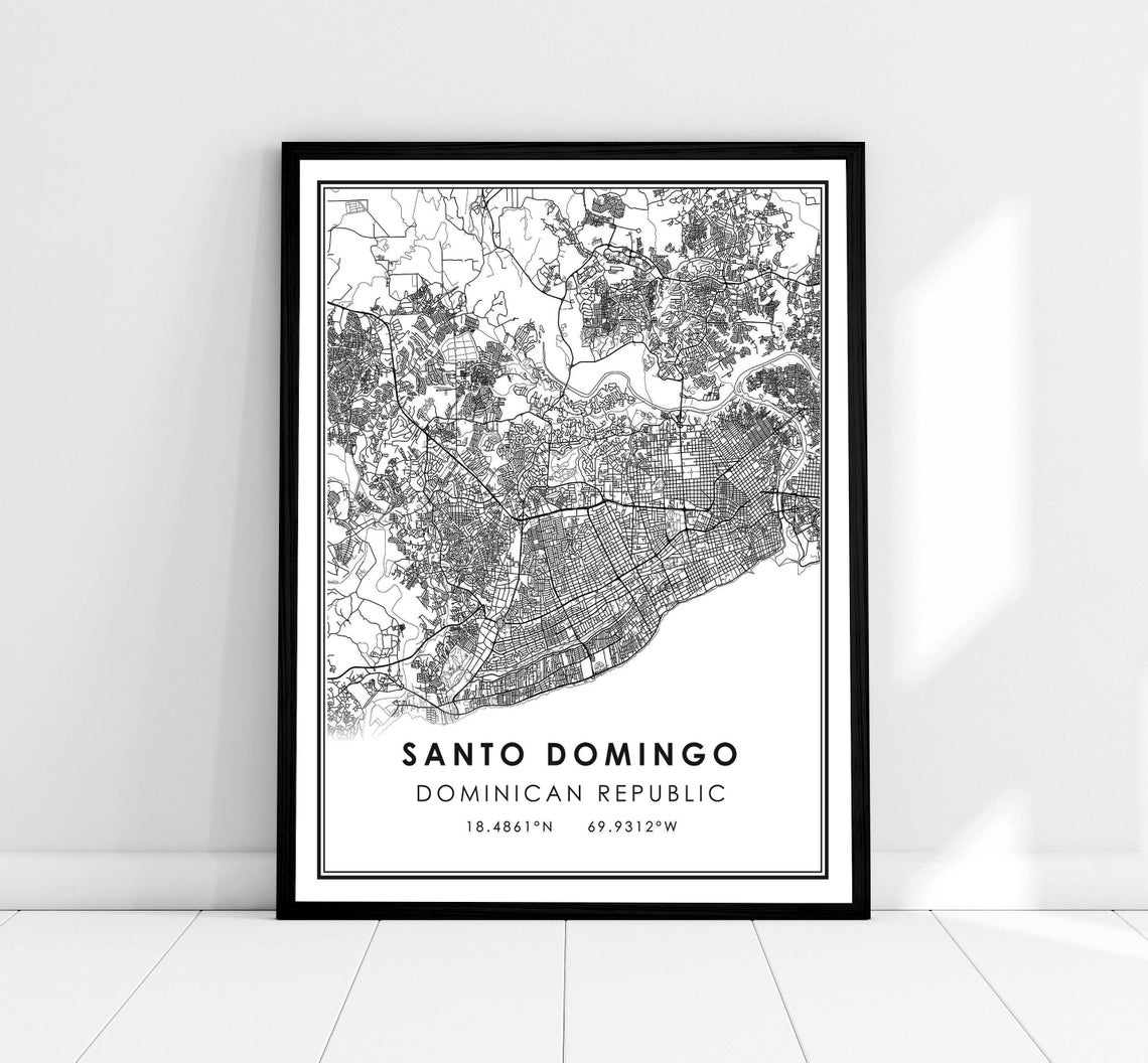 Santo Domingo Map Print Poster Canvas | Dominican Republic Map Print ...