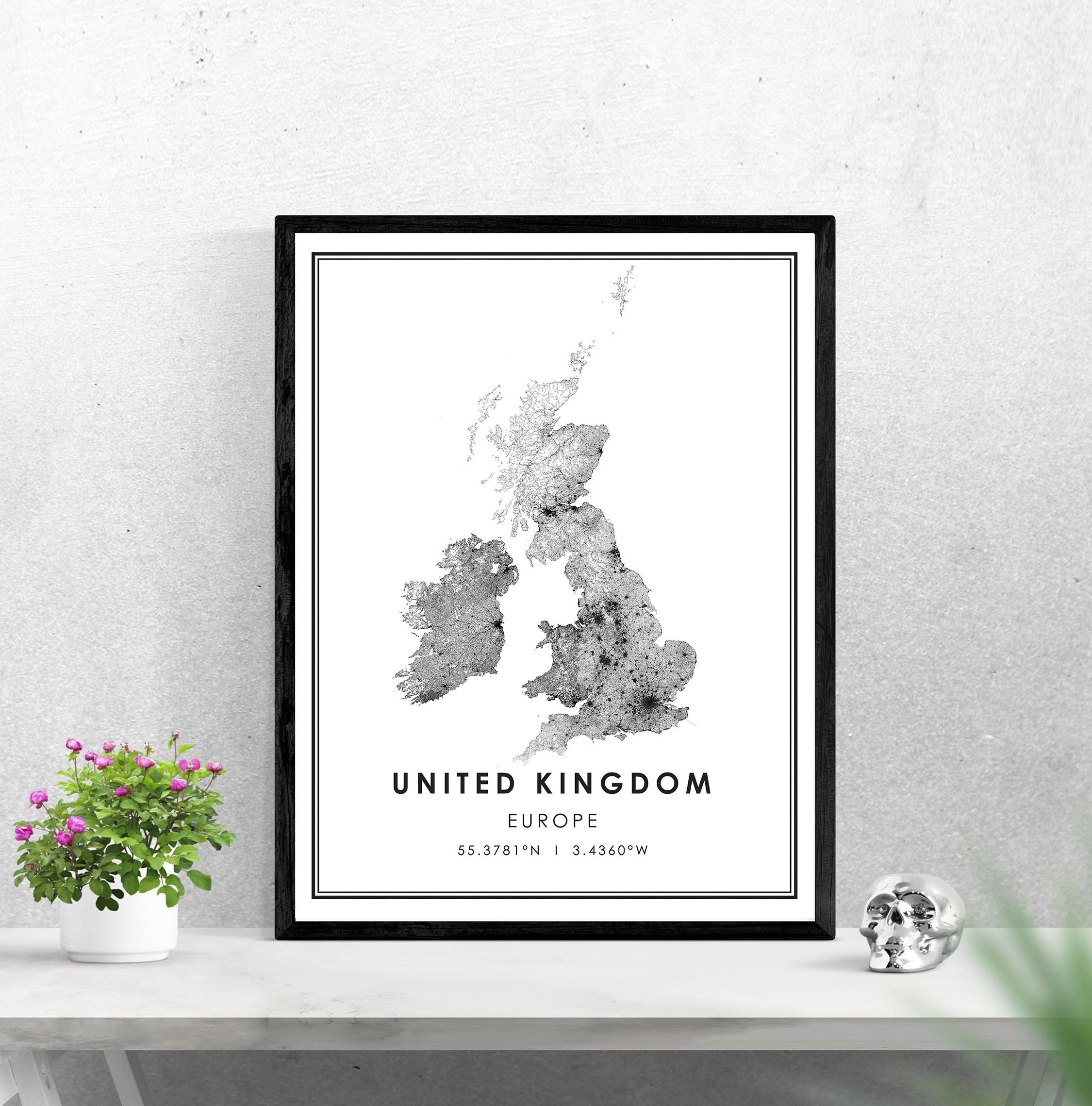 United Kingdom Country Map Print Poster Canvas United | Etsy