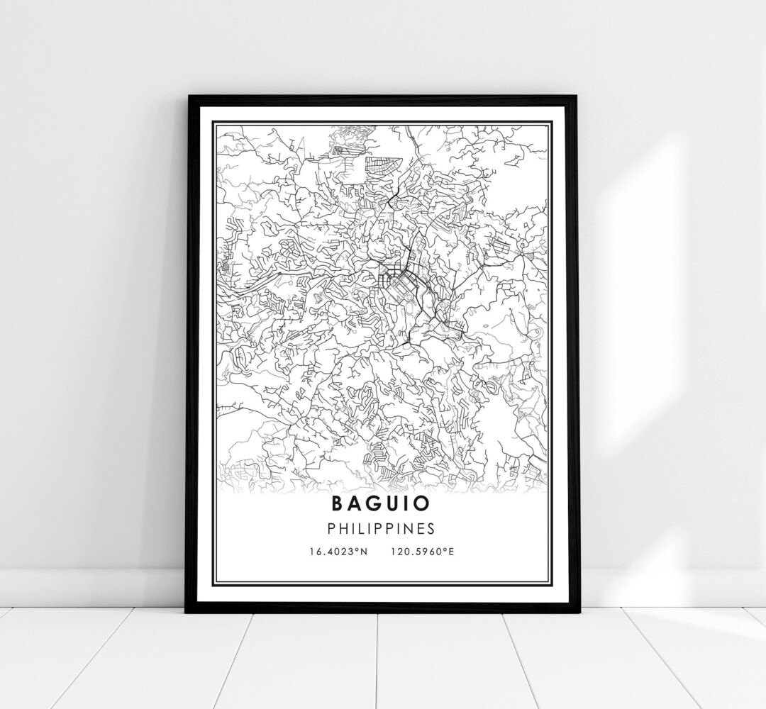 Baguio Map Print Poster Canvas | Philippines Map Print Poster Canvas ...