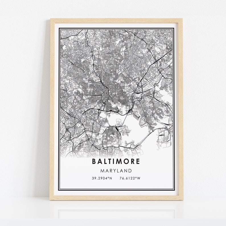 Baltimore Map Print Poster Canvas Maryland Map Print Poster - Etsy