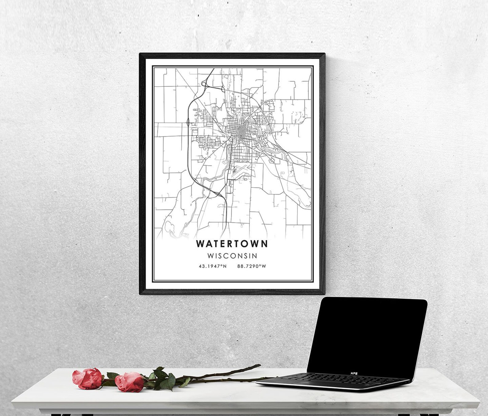 Watertown map print poster canvas Watertown Street map | Etsy