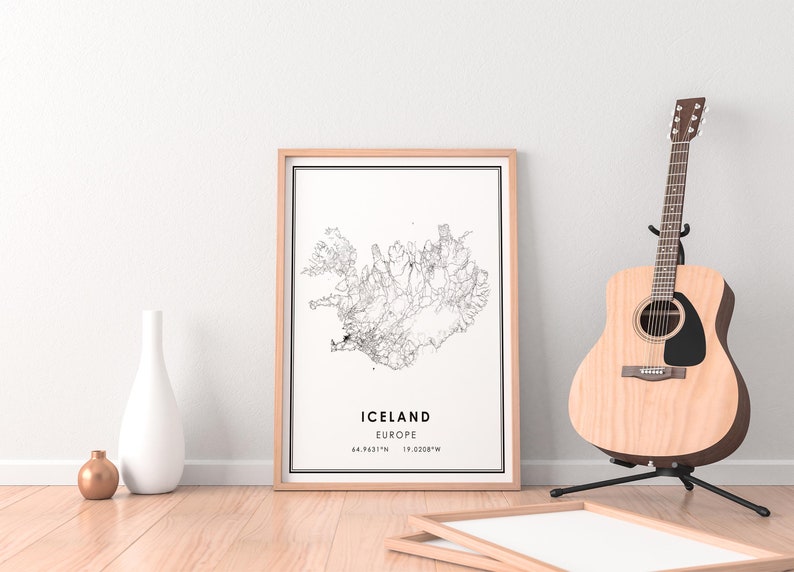 Iceland Country Map Print Poster Canvas Iceland Road Map - Etsy