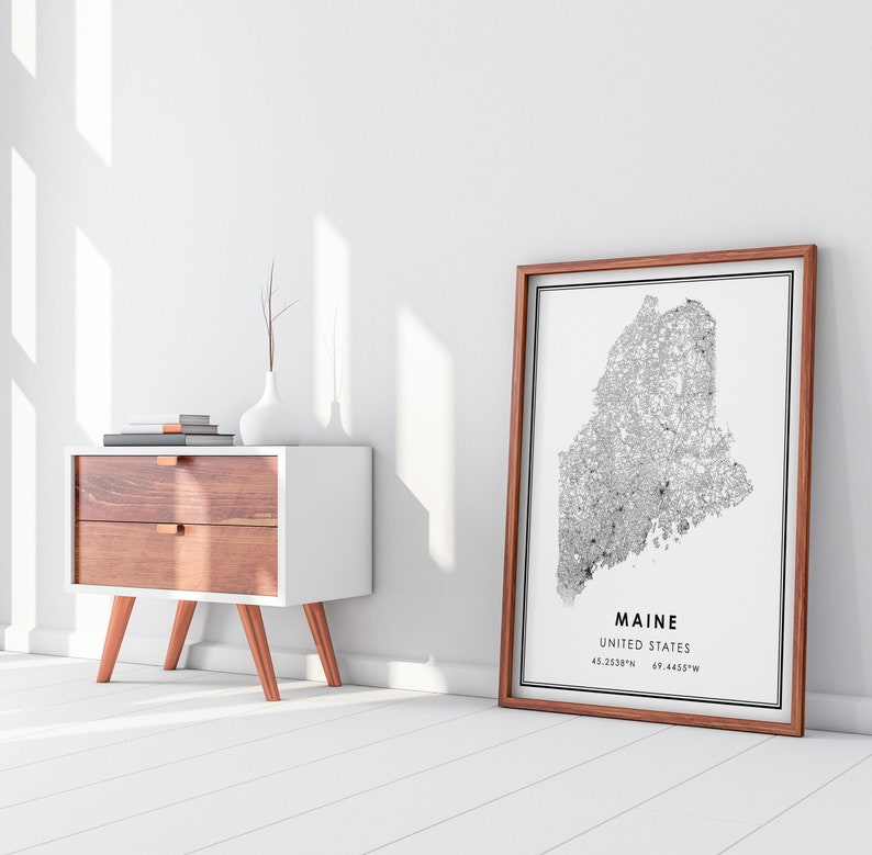 Maine United States Map Print Poster Canvas Maine United | Etsy