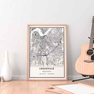 Louisville Map Print Poster Canvas | Kentucky Map Print Poster Canvas ...