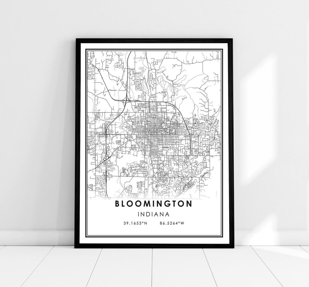 Bloomington Map Print Poster Canvas | Indiana Map Print Poster Canvas ...