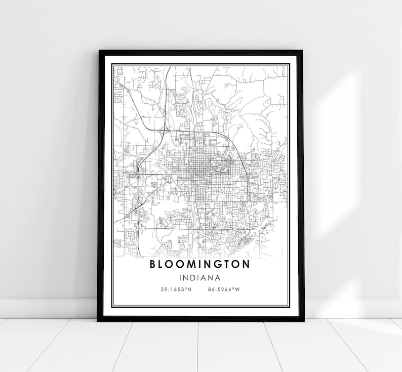 Bloomington Map Print Poster Canvas Indiana Map Print Poster | Etsy