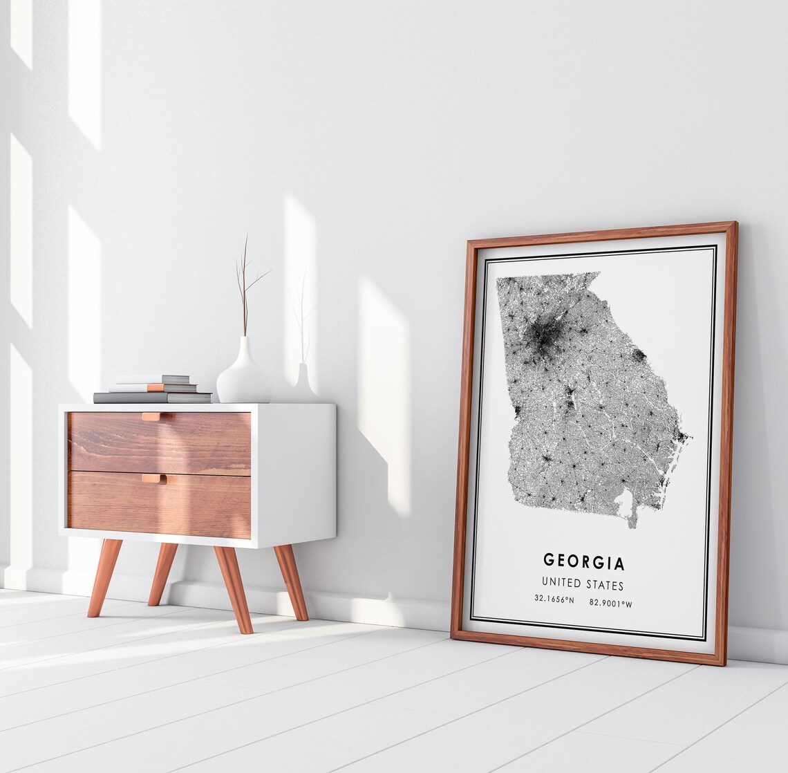 Georgia US Map Print Poster Canvas Georgia United States | Etsy
