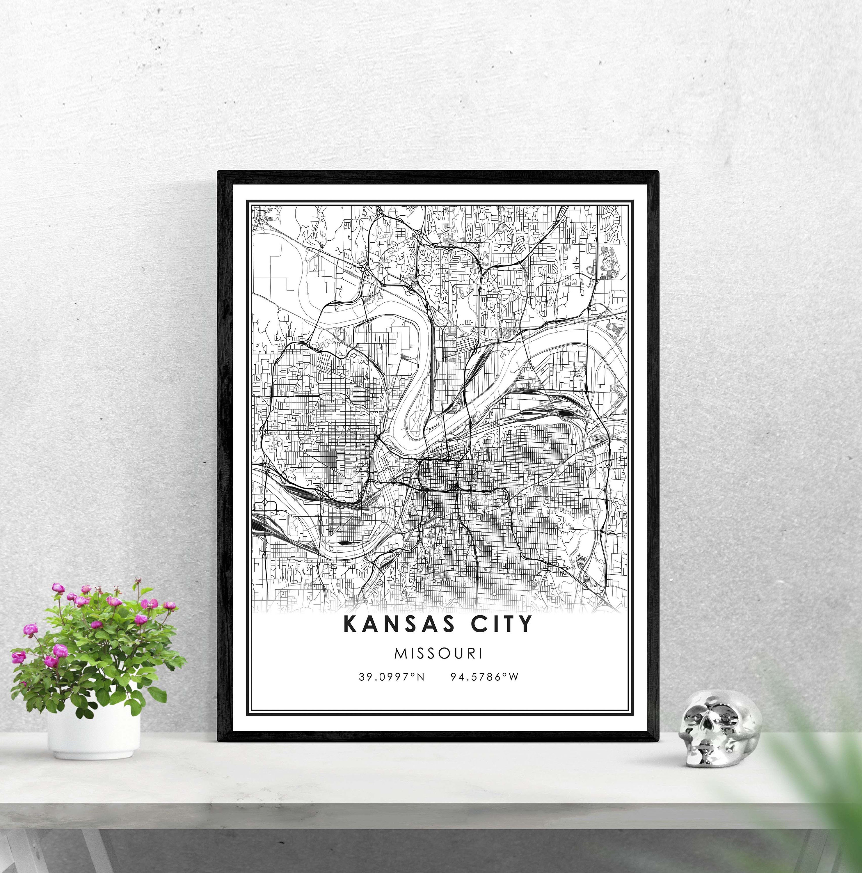 Kansas City map print poster canvas Kansas City Missouri | Etsy
