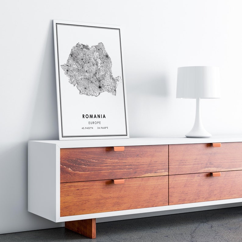 Romania Country Map Print Poster Canvas Romania Country Road - Etsy