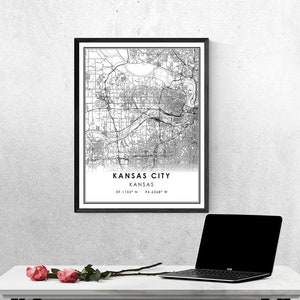 Kansas City map print poster canvas Kansas City Kansas map | Etsy