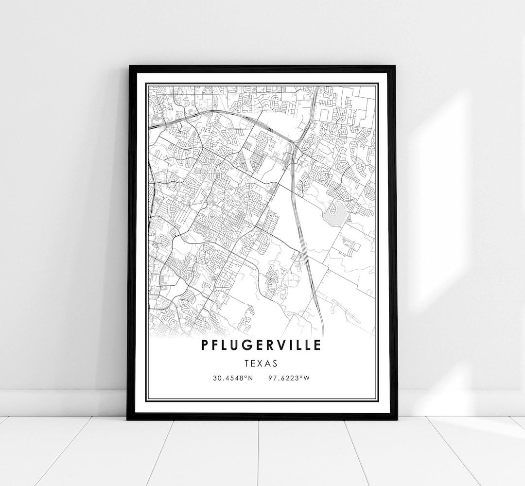 Pflugerville Map Print Poster Canvas | Texas Map Print Poster Canvas ...