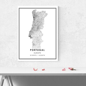Portugal country map print poster canvas Portugal Country | Etsy