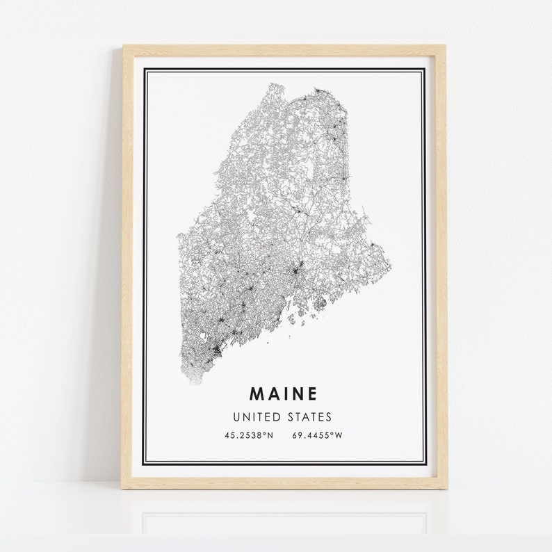 Maine United States Map Print Poster Canvas Maine United | Etsy