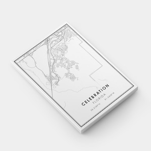 Celebration Map Print Poster Canvas | Florida Map Print Poster Canvas ...