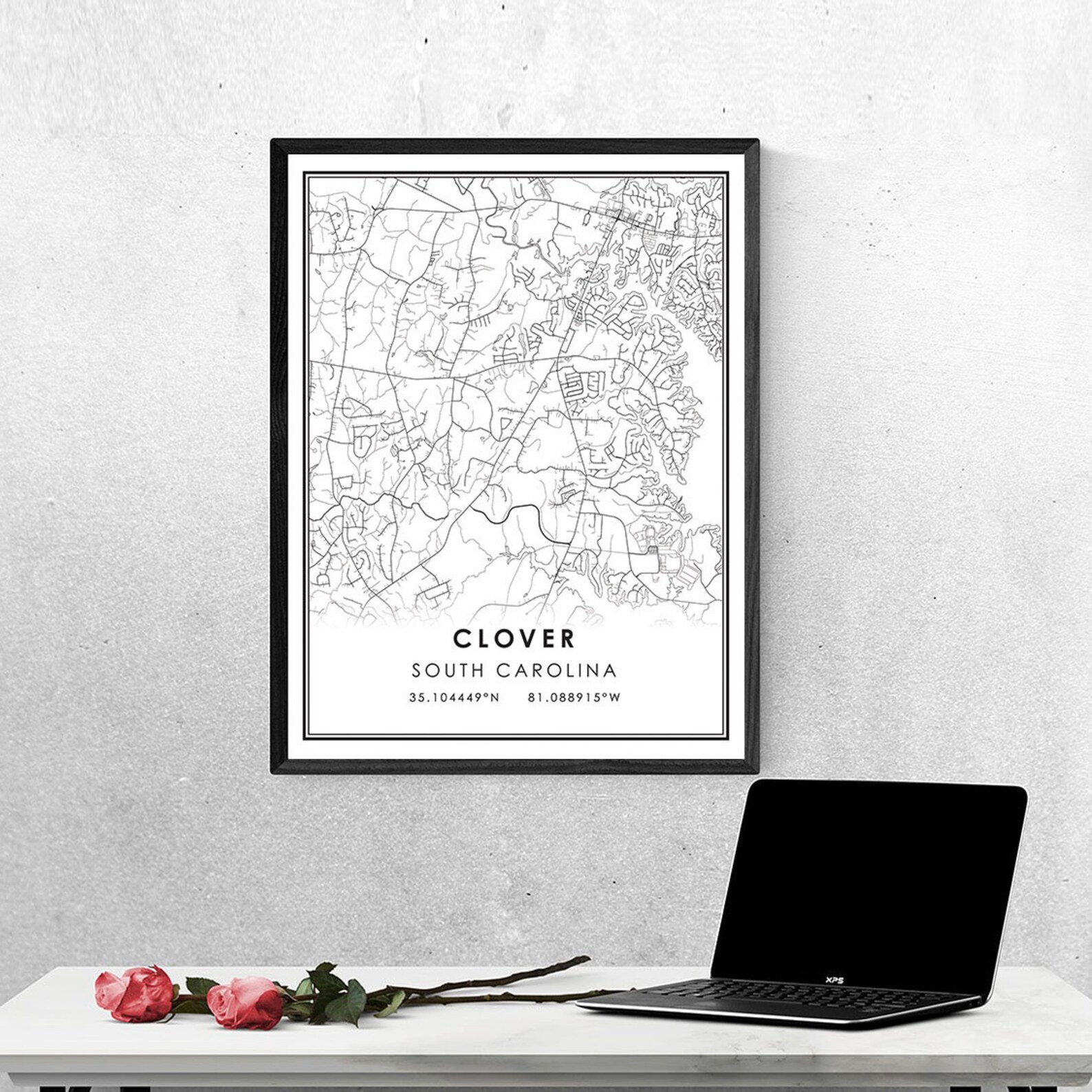 Clover map print poster canvas South Carolina map print | Etsy