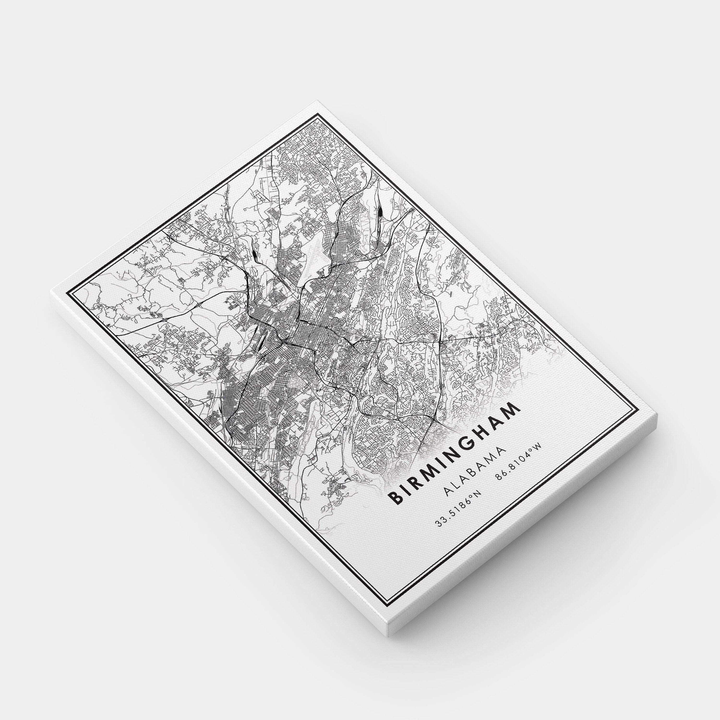 Birmingham Map Print Poster Canvas Alabama Map Print Poster - Etsy