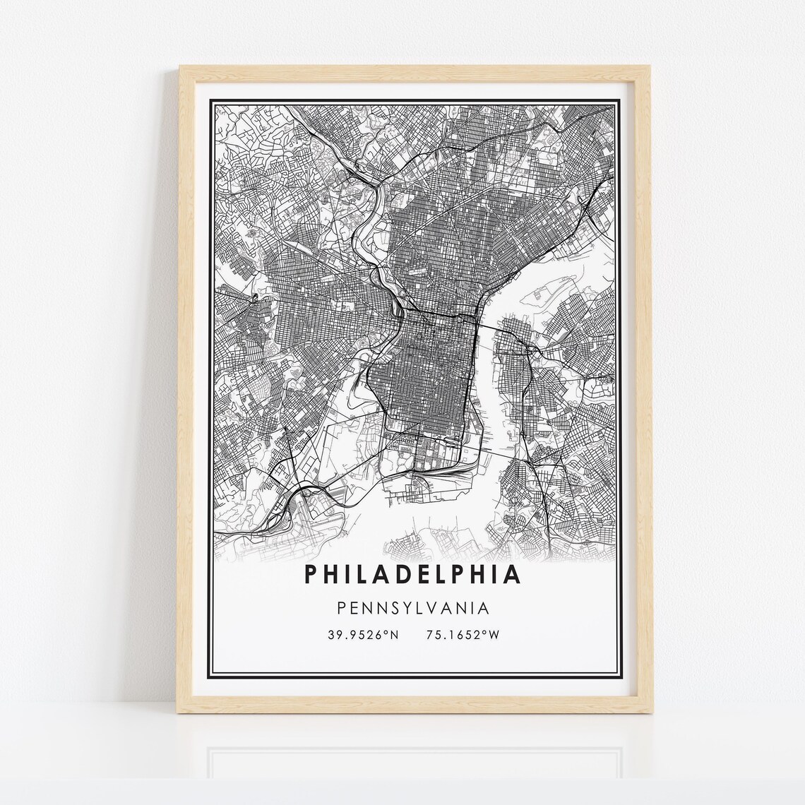 Philadelphia Map Print Poster Canvas Pennsylvania Map Print - Etsy