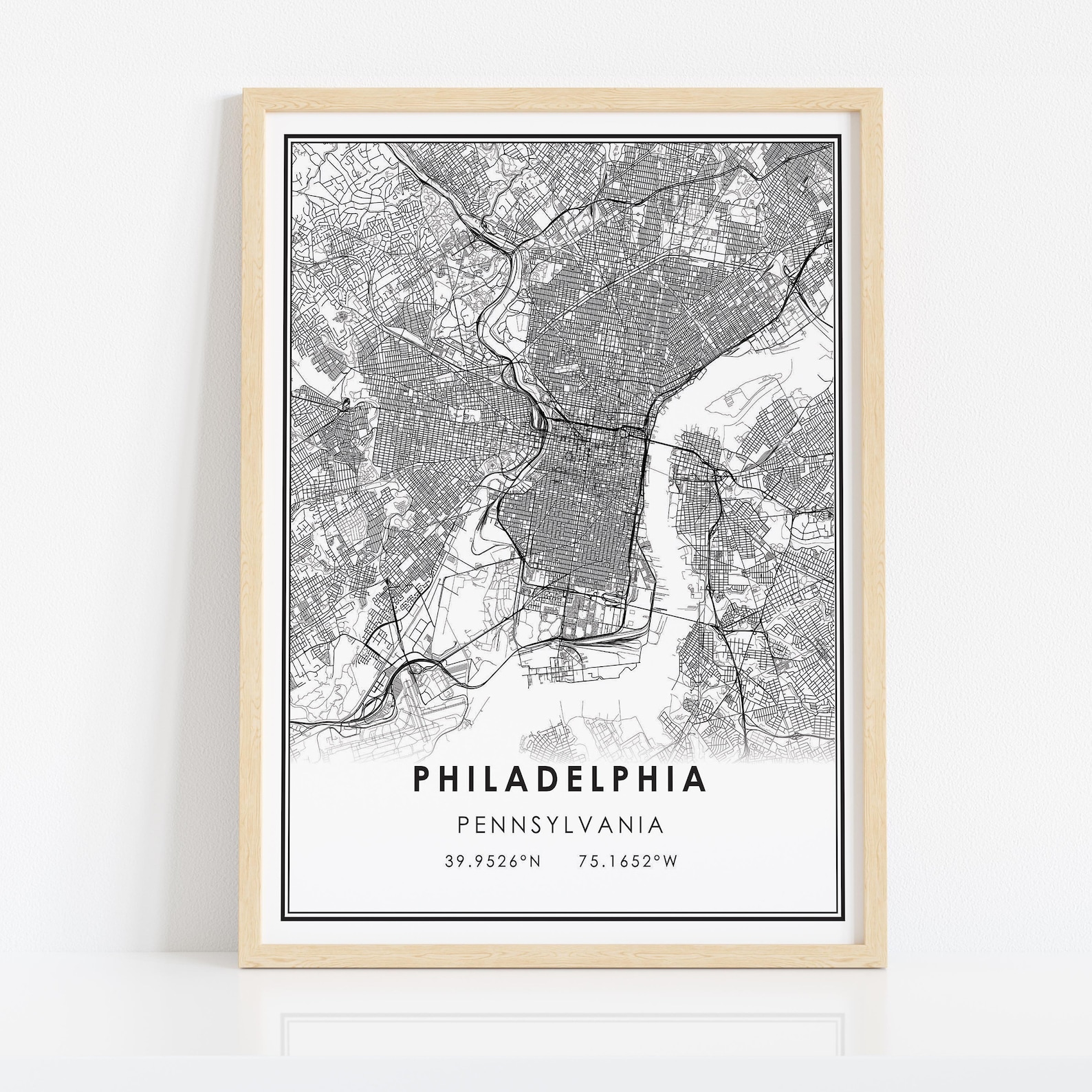 Philadelphia Map Print Poster Canvas Pennsylvania Map Print - Etsy