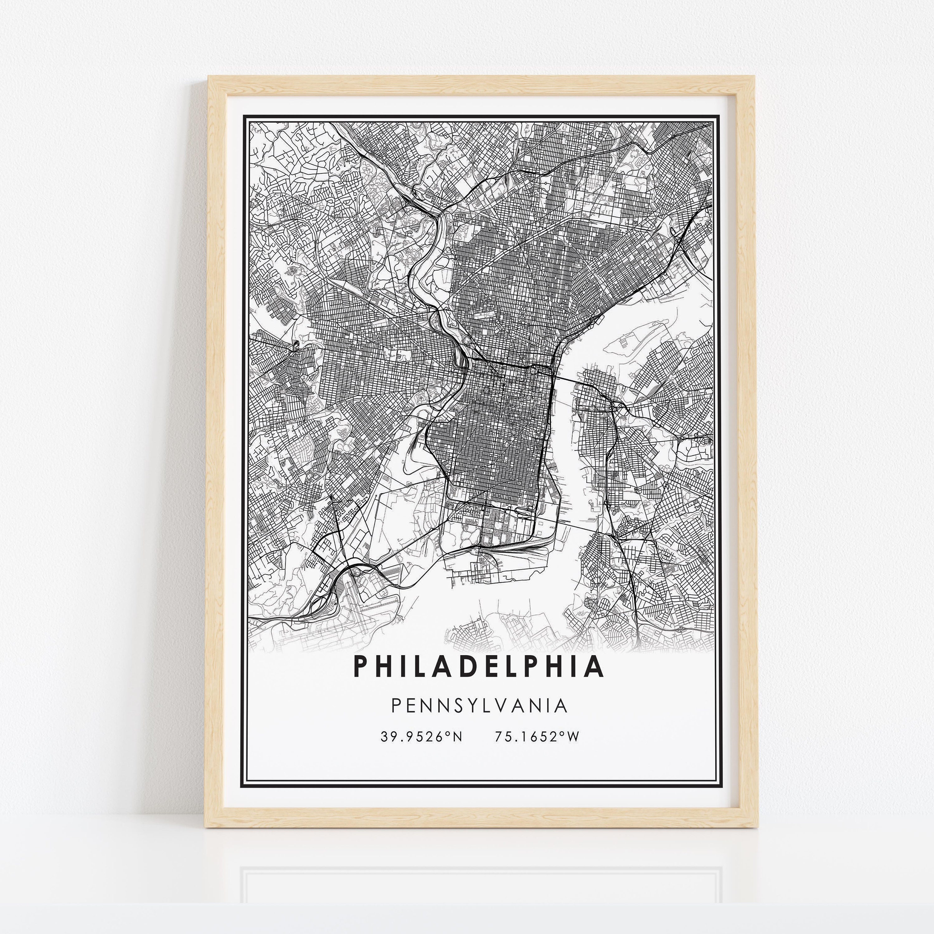 Philadelphia Map Print Poster Canvas Pennsylvania Map Print - Etsy