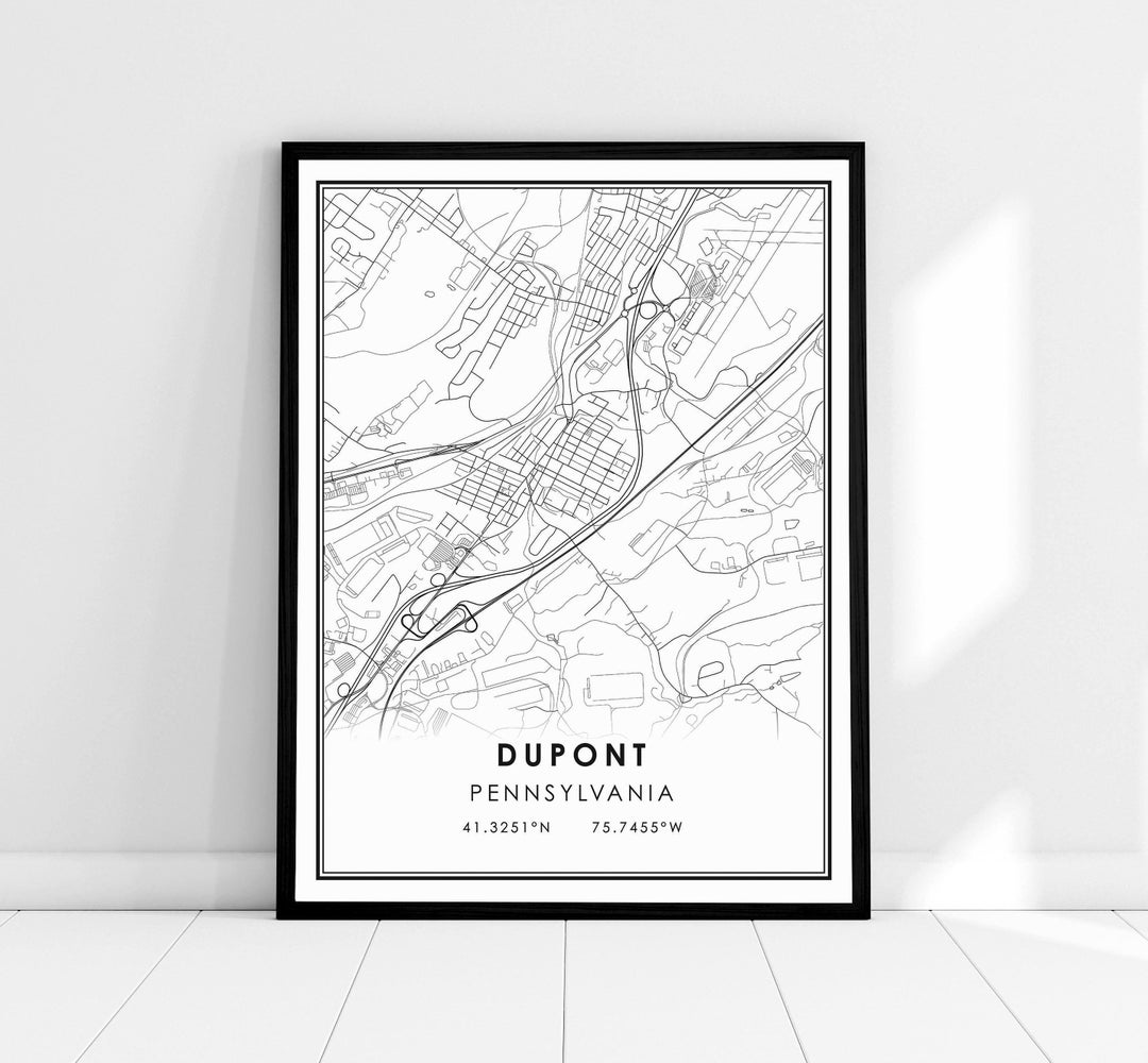 Dupont Pennsylvania Map Print Poster Canvas | Pennsylvania Map Print ...
