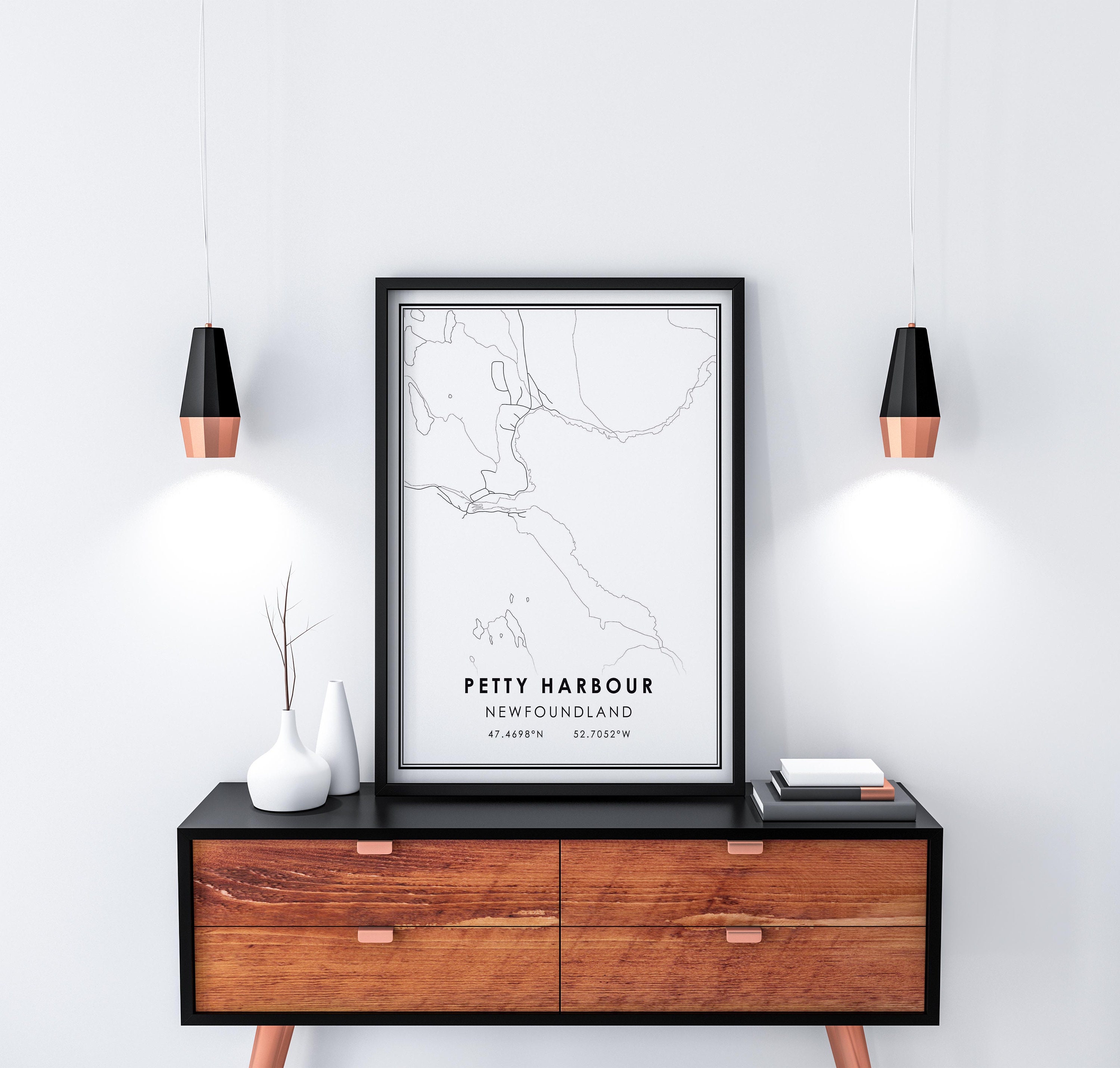Petty Harbour Map Print Poster Canvas Newfoundland Map Print - Etsy