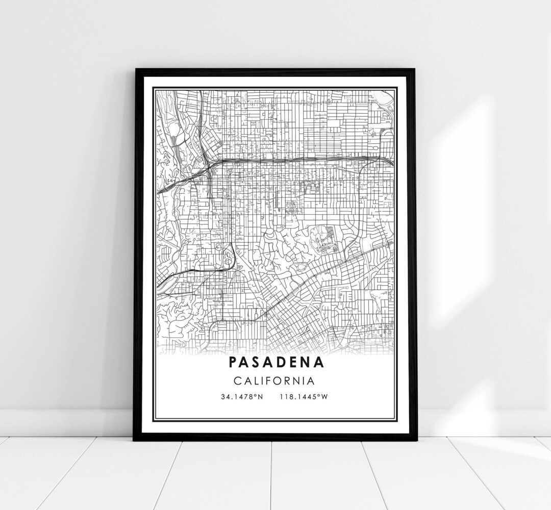 Pasadena Map Print Poster Canvas | California Map Print Poster Canvas ...