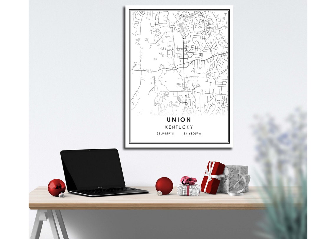 Union map print poster canvas Union Street map Kentucky | Etsy