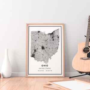Ohio United States Map Print Poster Canvas | Ohio United States Road ...