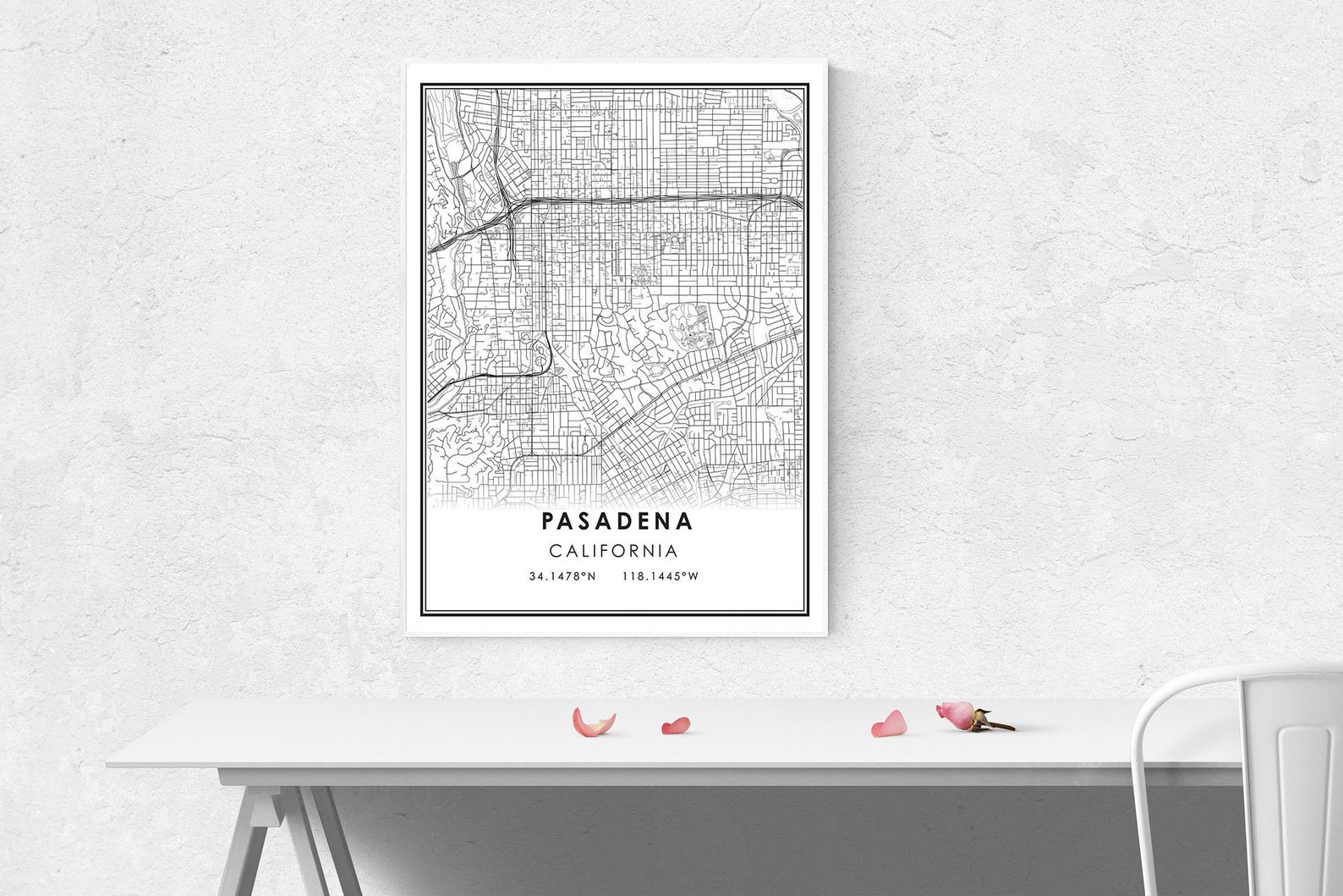 Pasadena map print poster canvas California map print poster | Etsy