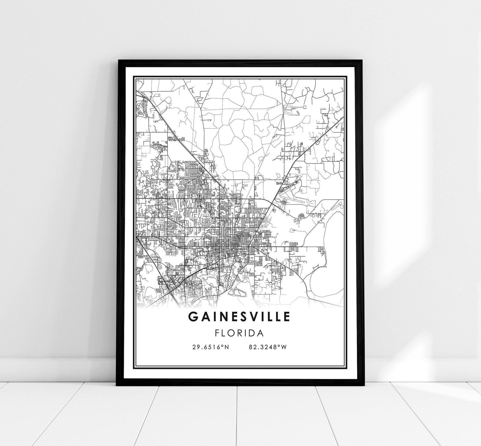 Gainesville Map Print Poster Canvas | Florida Map Print Poster Canvas ...