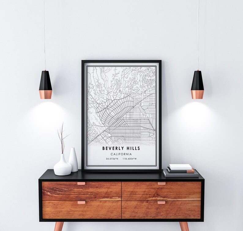 Beverly Hills Map Print Poster Canvas California Map Print - Etsy