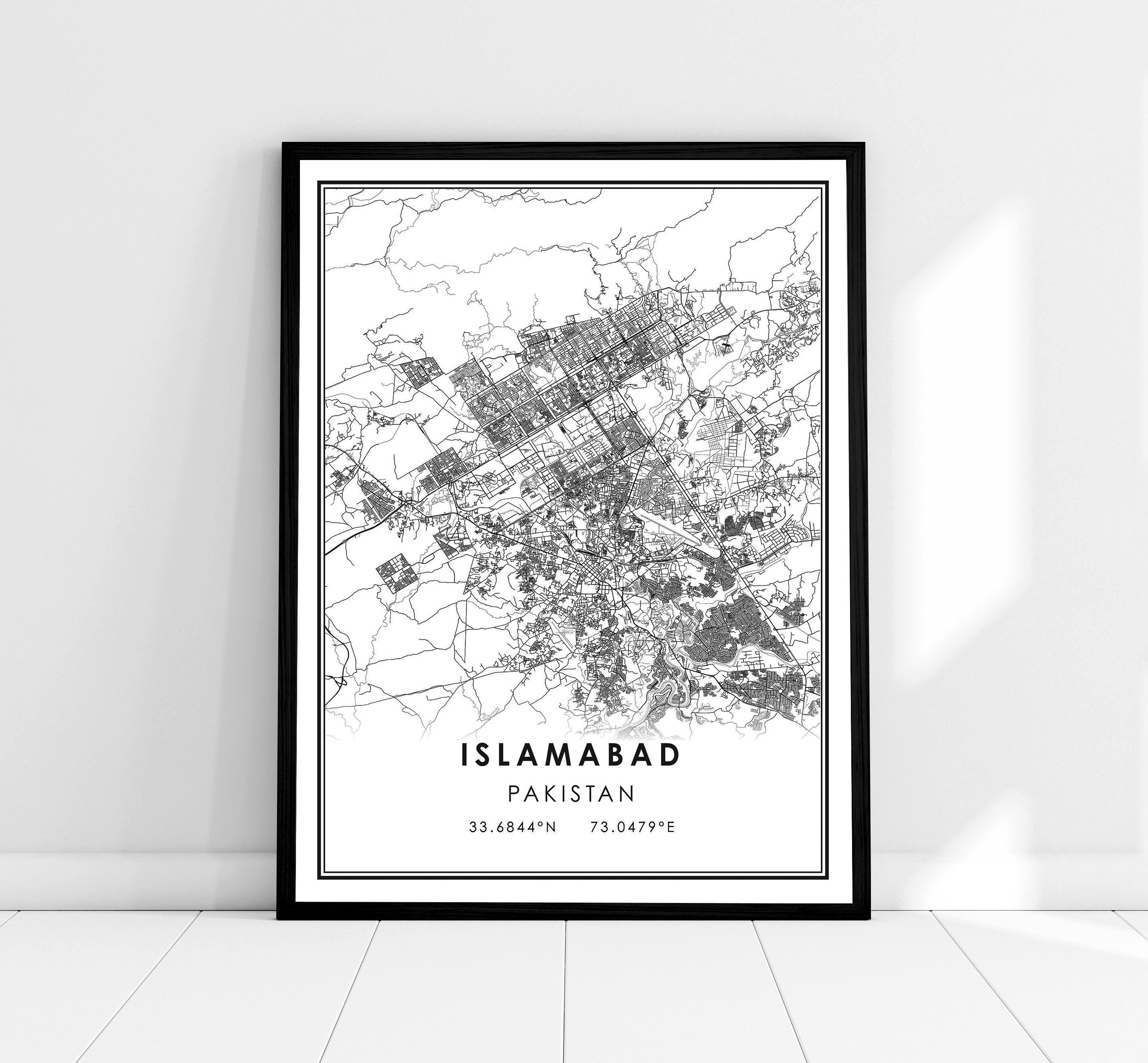 Islamabad Map Print Poster Canvas Pakistan Map Print Poster - Etsy