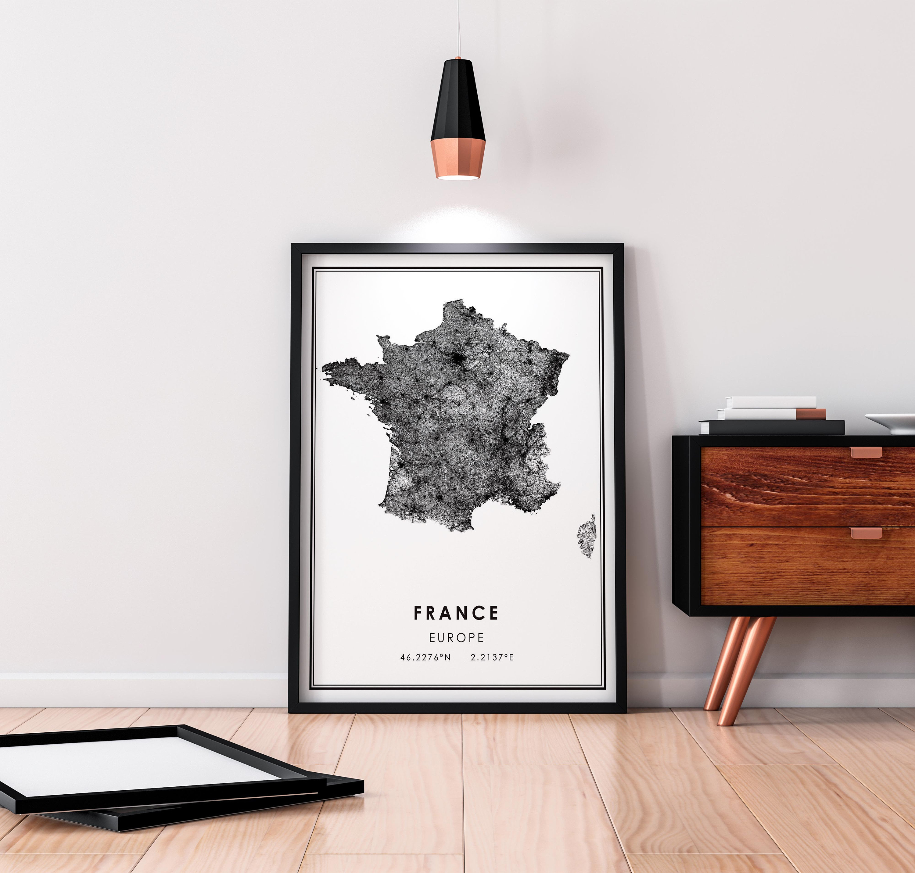 France Country Map Print Poster Canvas | France Europe Country Road Map ...