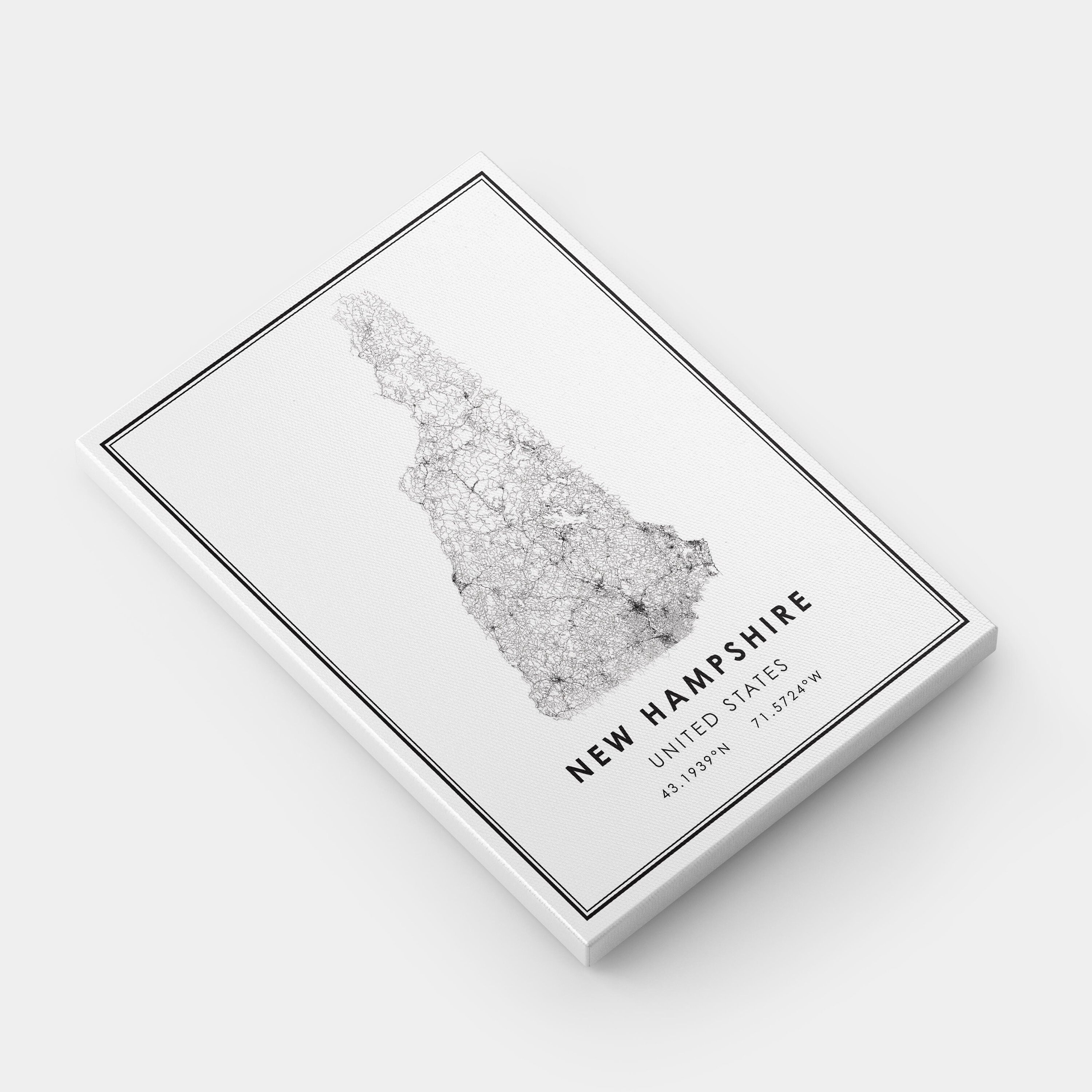 New Hampshire United States Map Print Poster Canvas New - Etsy