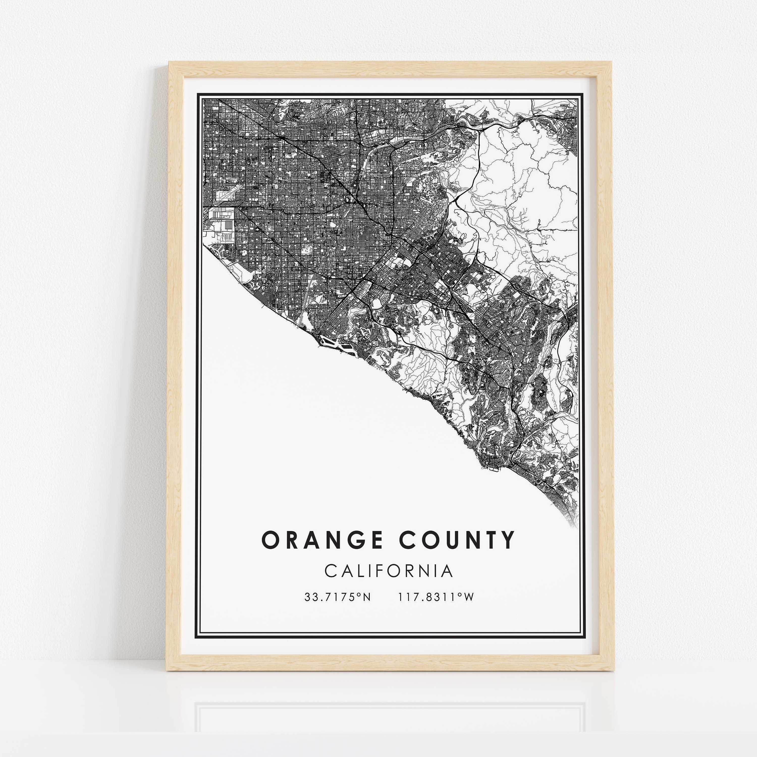 Orange County Map Print Poster Canvas | California Map Print Poster ...