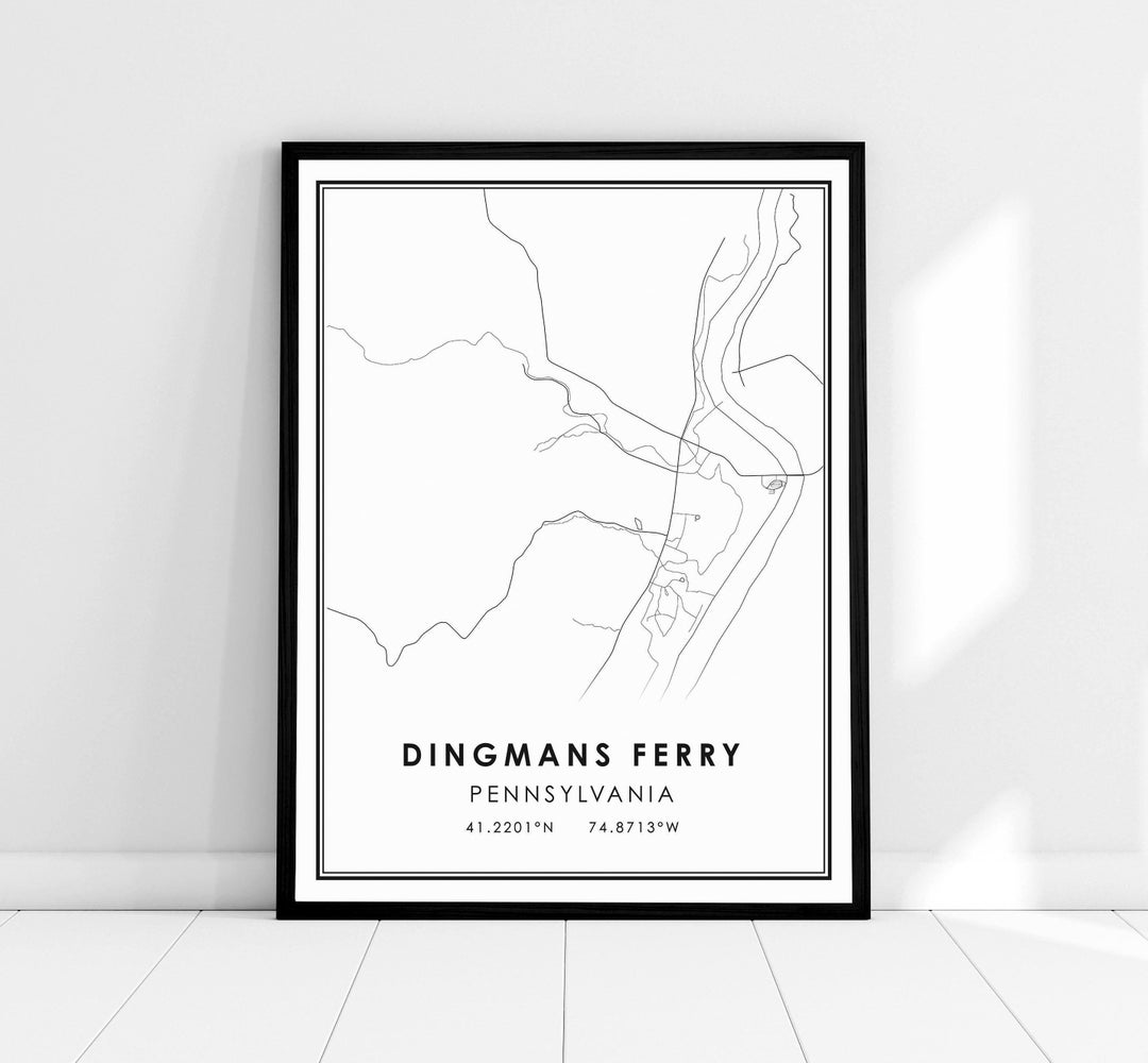 Dingmans Ferry PA Map Print Poster Canvas | Dingmans Ferry City Map ...