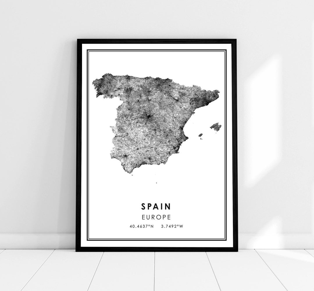 Spain Map Print Poster Canvas | Spain Map Print Poster Canvas | Spain ...