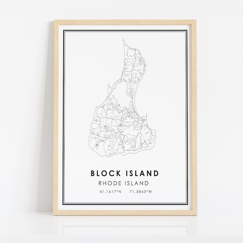 Block Island Map Print Poster Canvas Rhode Island Map Print - Etsy