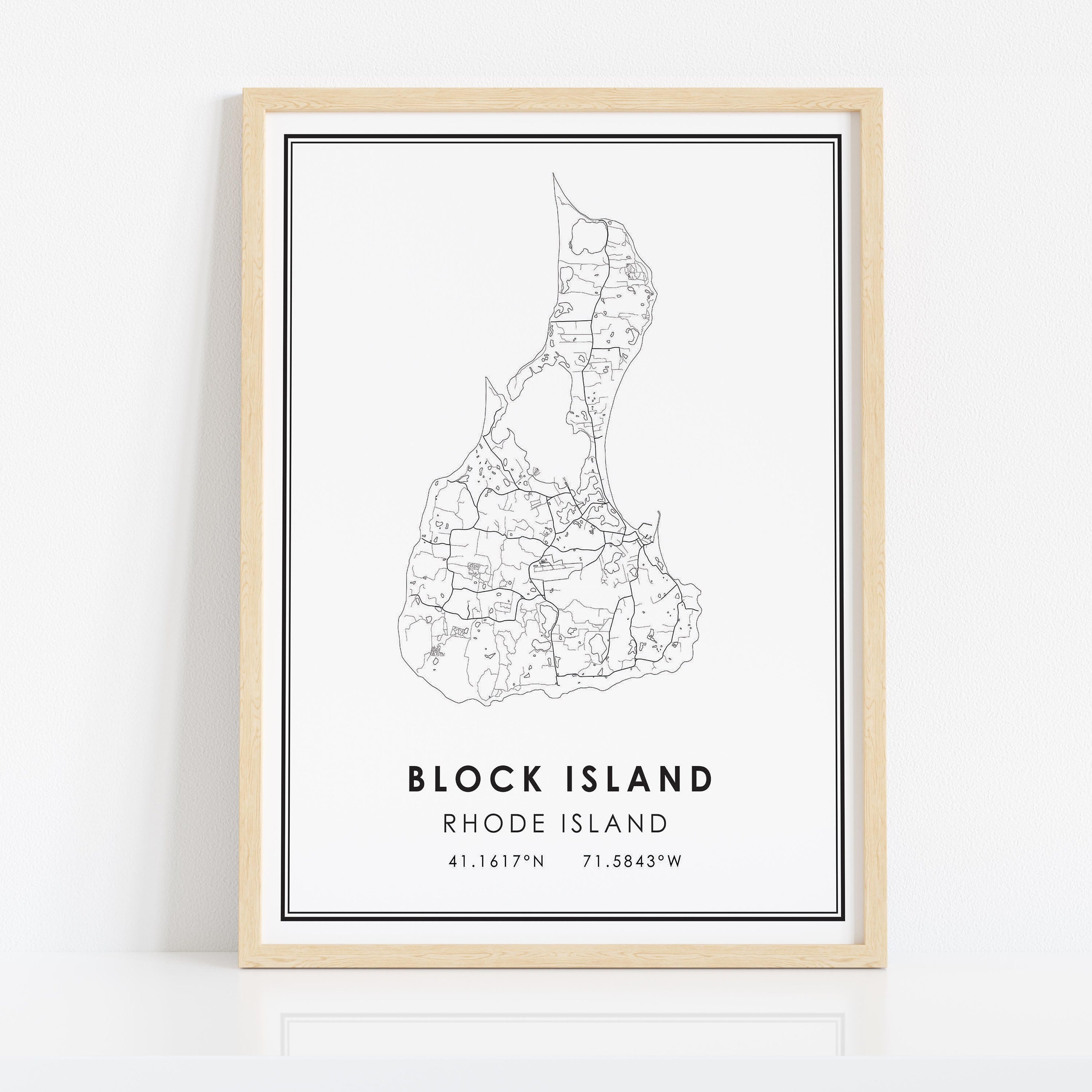 Block Island Map Print Poster Canvas Rhode Island Map Print - Etsy