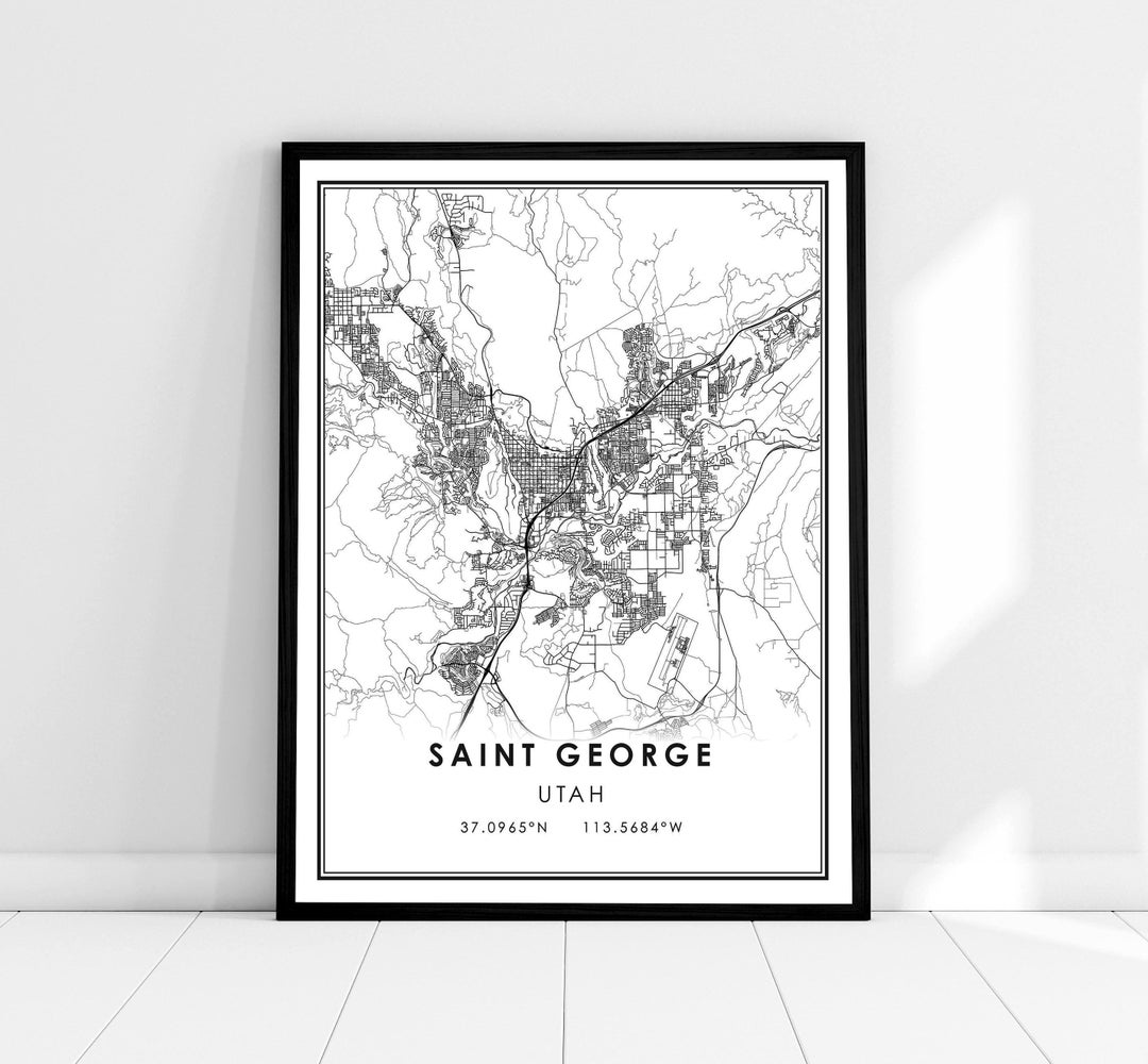 Saint George Map Print Poster Canvas | Utah Street Map Print Poster ...